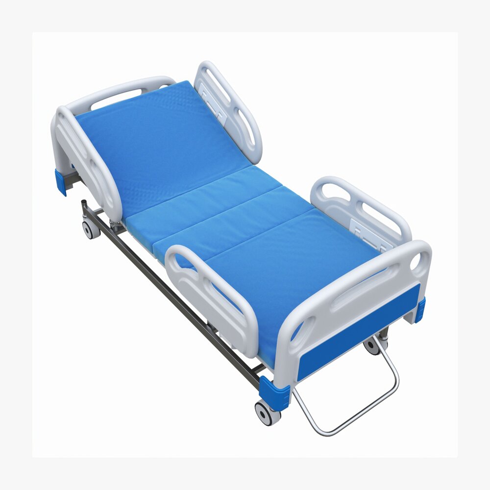 Medical Adjustable Five Functions Hospital Bed With Matress 3D model ...