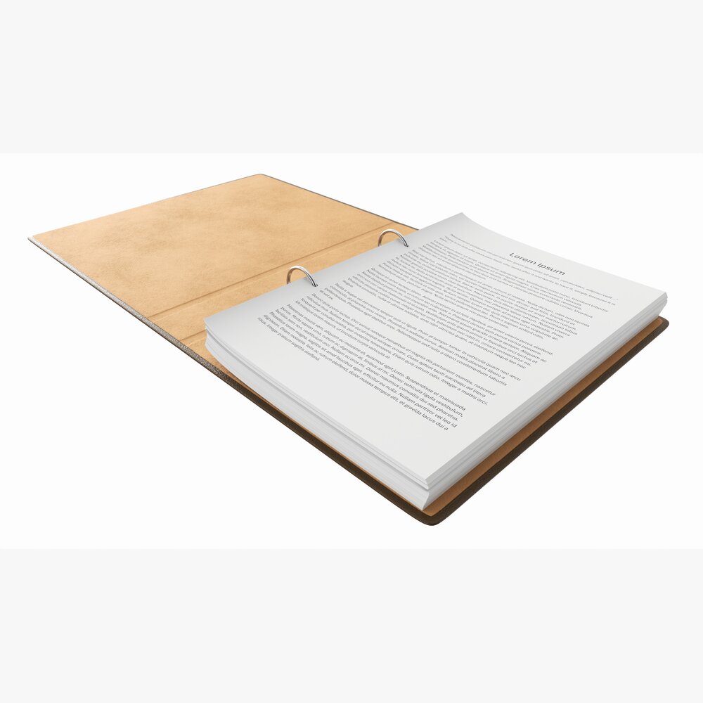 Office Document Binder Mockup 02 Open 3D model - Download Stationery on ...