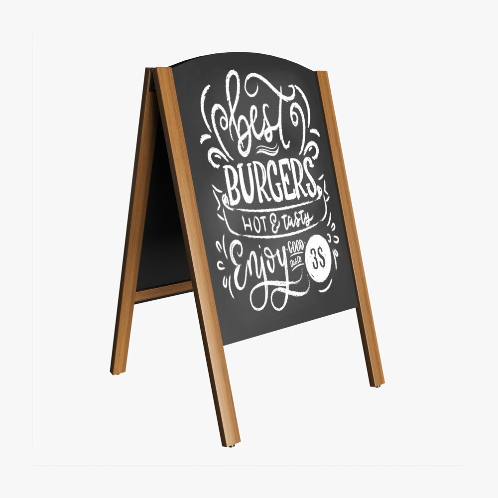 Sidewalk Chalkboard Sign 3D model - Download Street elements on ...