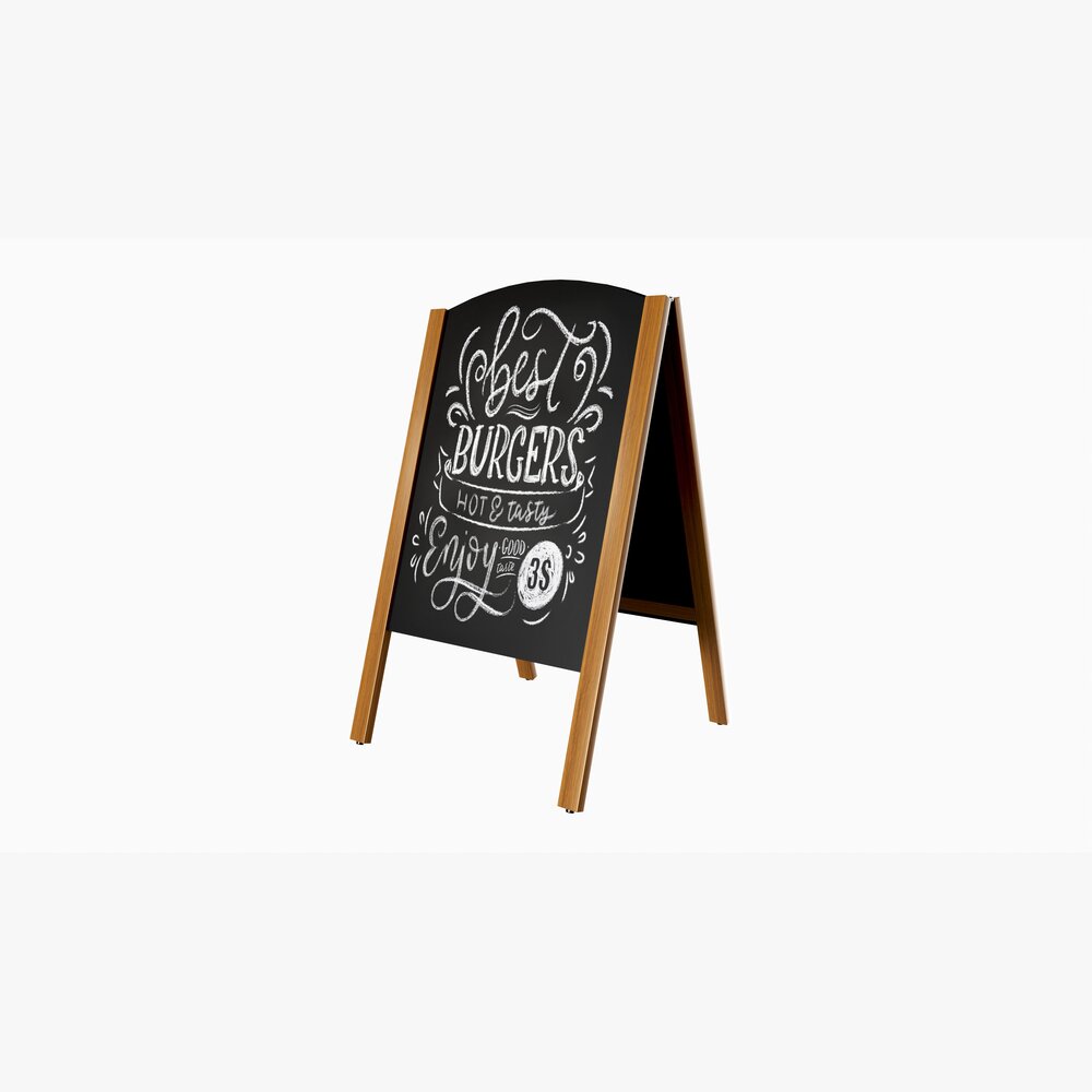 Sidewalk Chalkboard Sign 3D model - Download Street elements on ...
