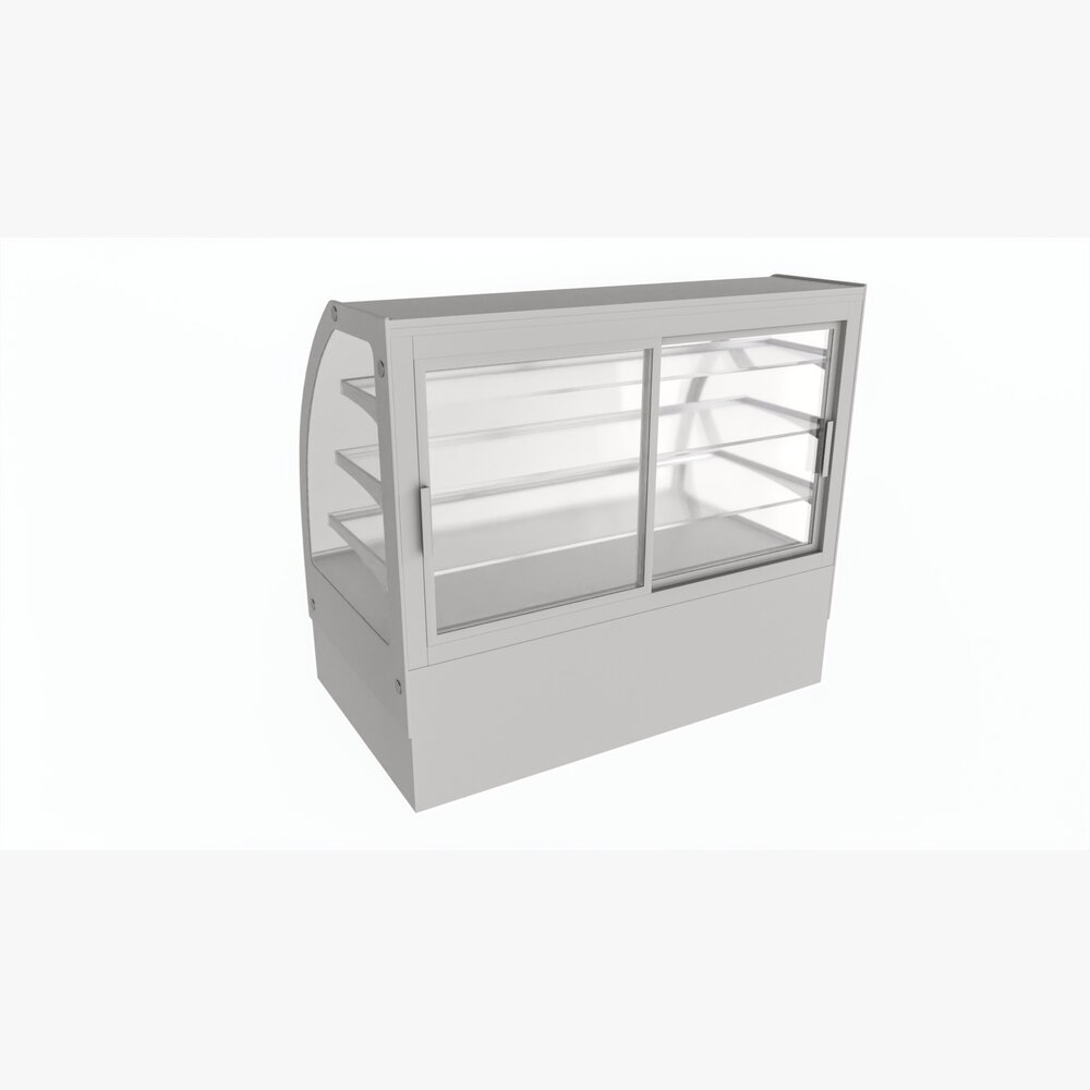 Store Cake Display Shelf With Curved Glass And Cooling 3D model ...