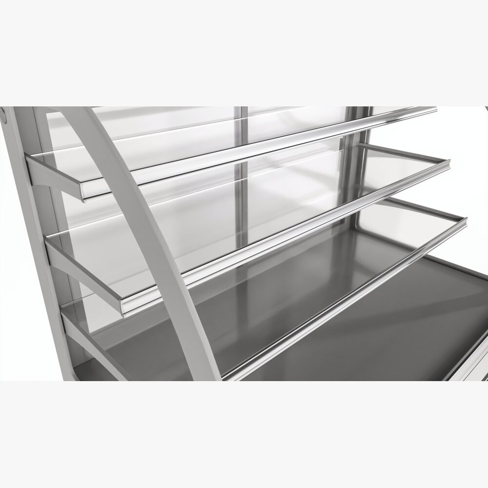 Store Cake Display Shelf With Curved Glass And Cooling 3D model ...