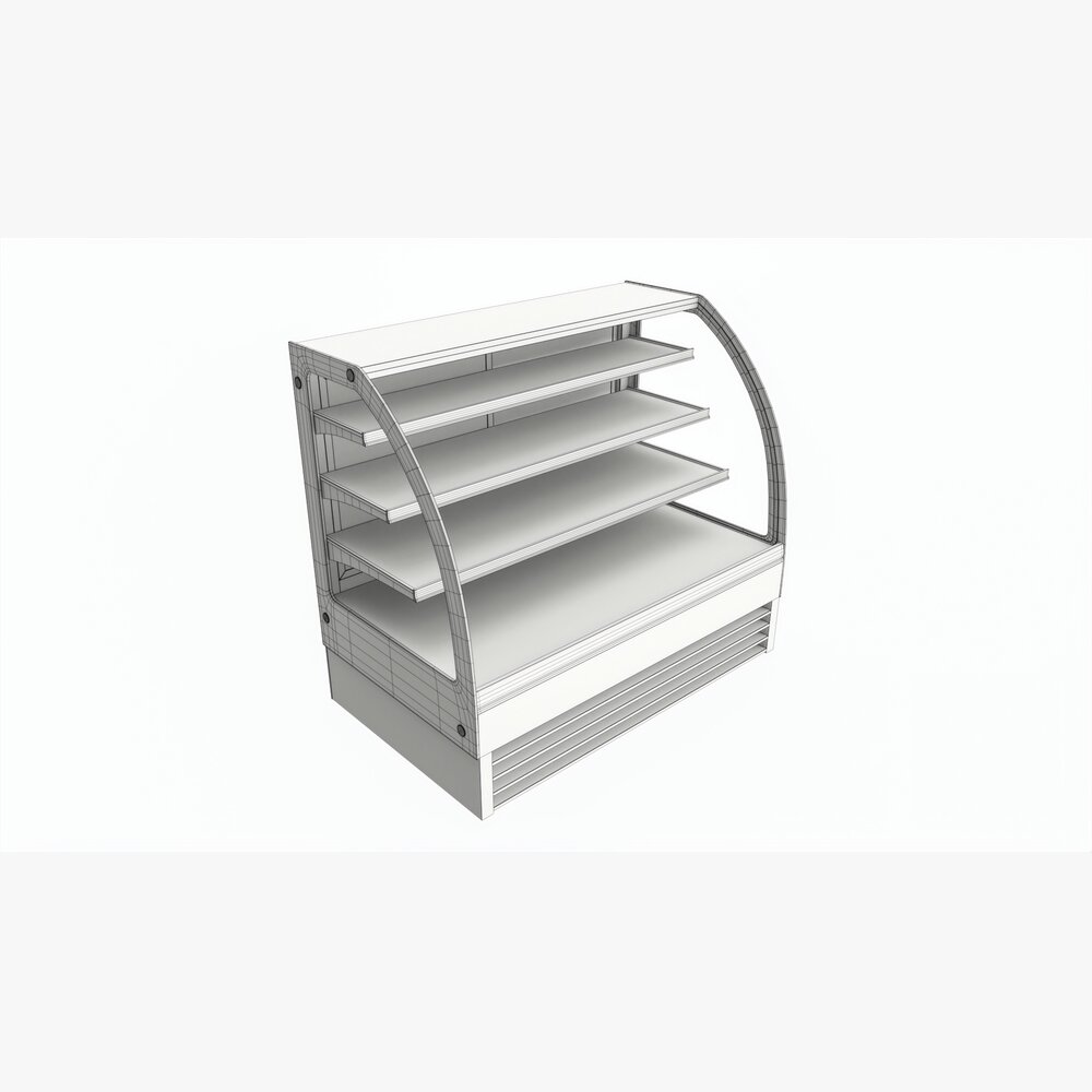 Store Cake Display Shelf With Curved Glass And Cooling 3D model ...