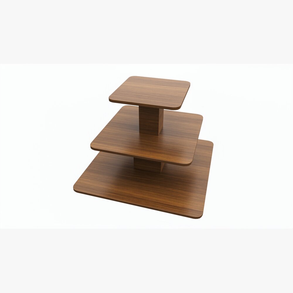 Three-Tier Wooden Display Stand with Square Shelves 3D model - Download ...