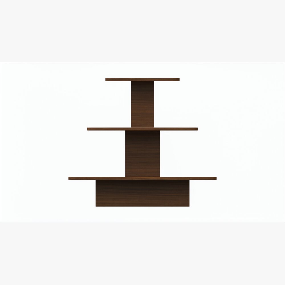 Three-Tier Wooden Display Stand with Square Shelves 3D model - Download ...