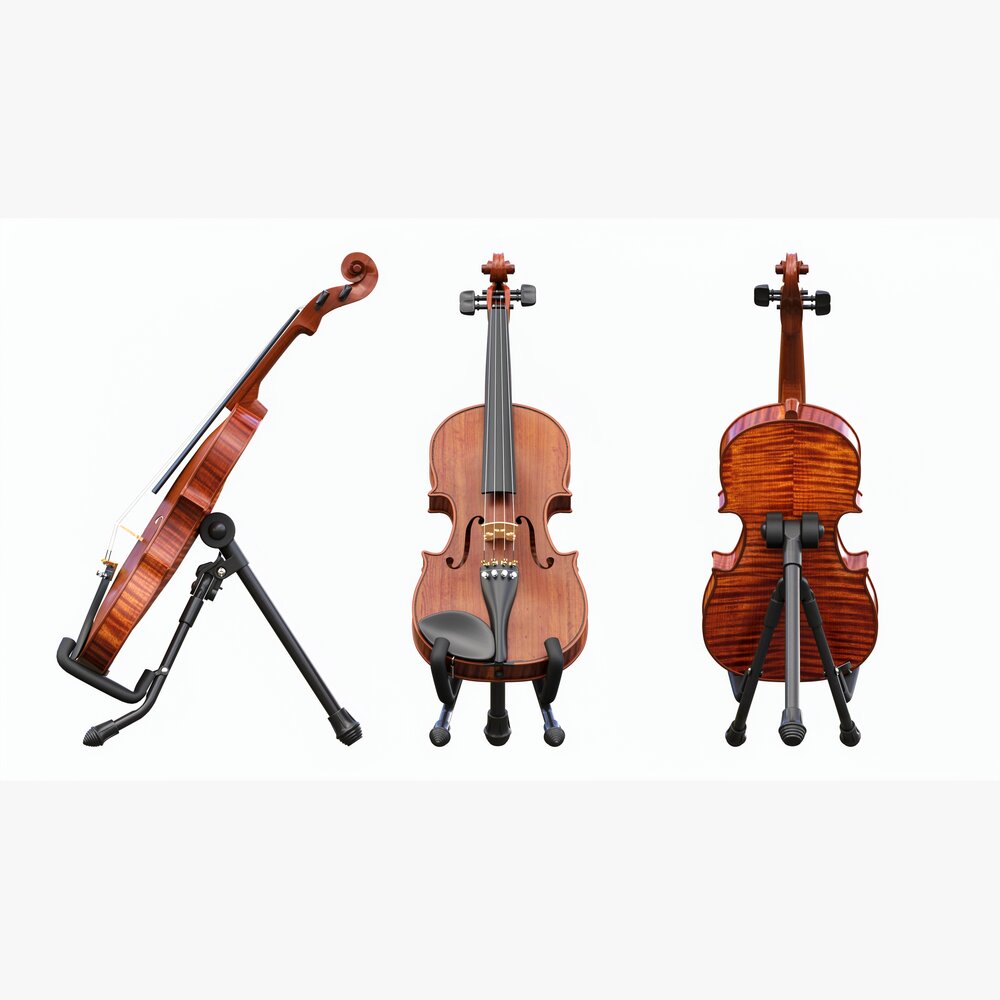 Violin On A Modern Stand 3D model - Download Musical Instruments on ...