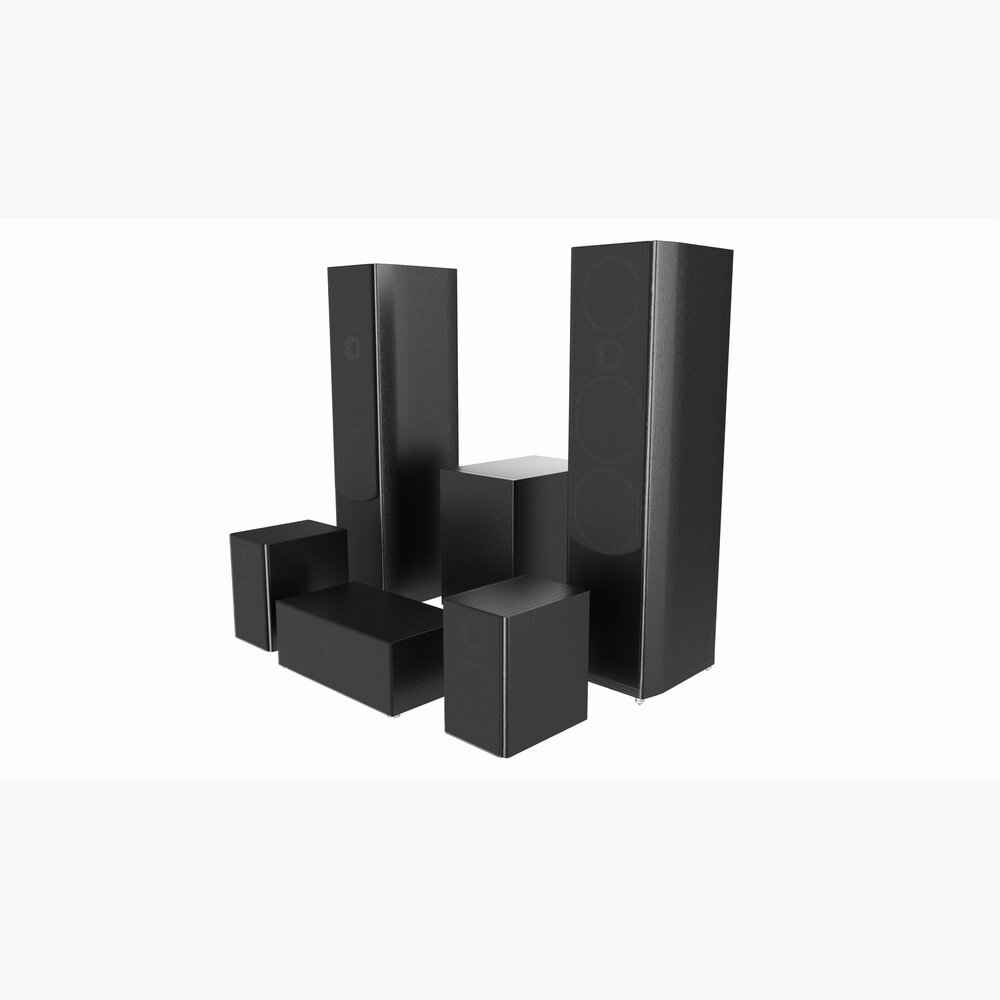 Full range floor standing 6.1 speaker system 3D model - Download Audio ...