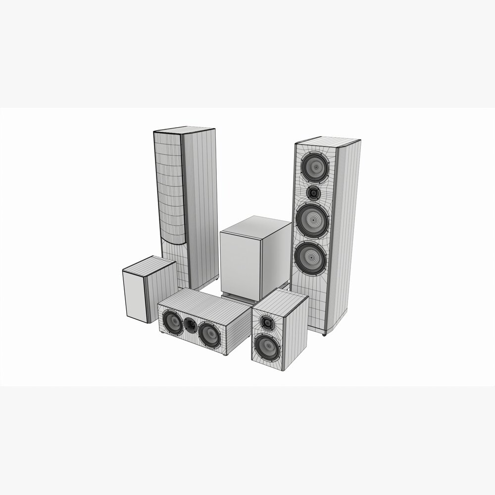 Sistema de Altavoces 6.1 de Pie con Rango Completo Modelo 3D ...