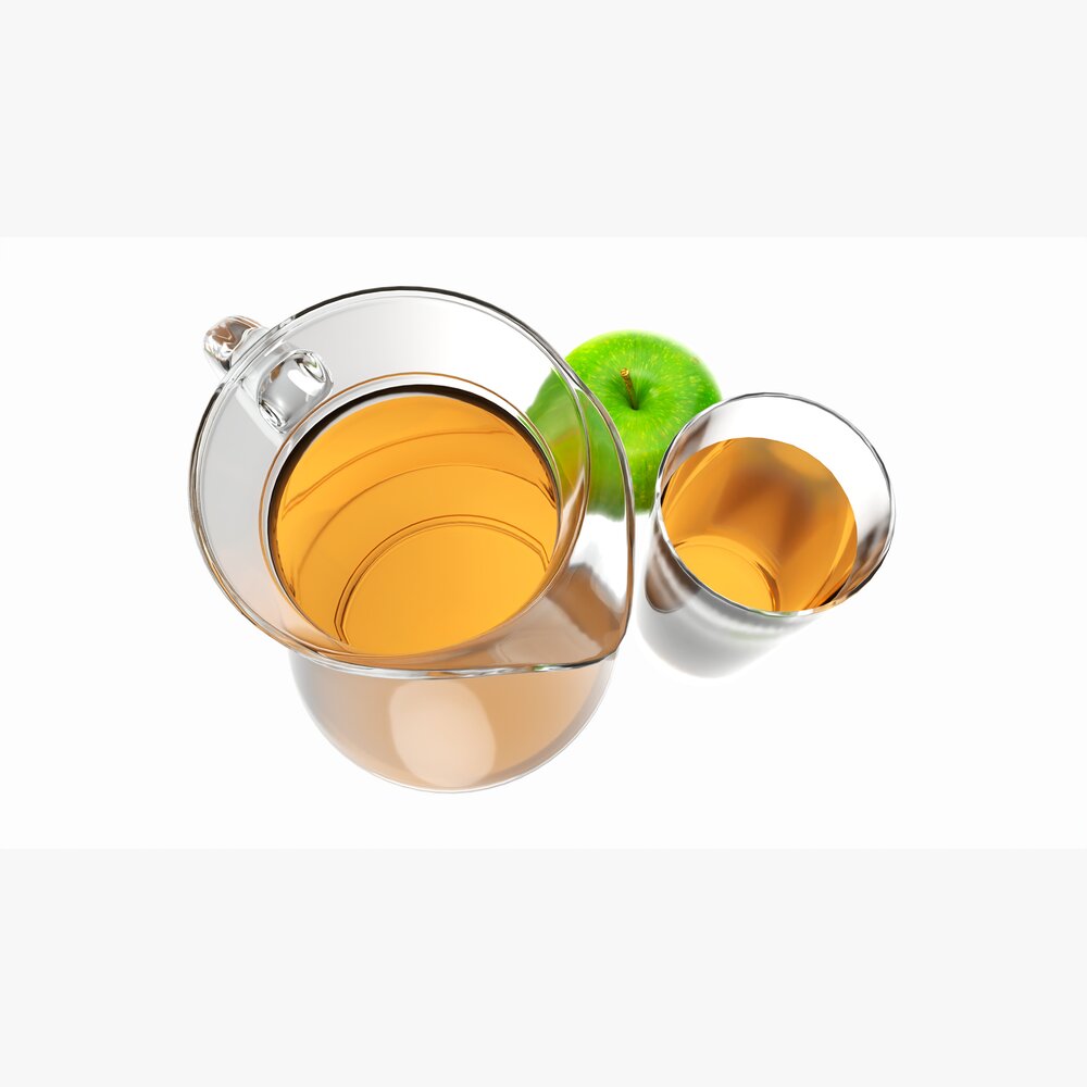 Jug And Glass With Apple Juice And Fruit 3D model - Download Bottles ...