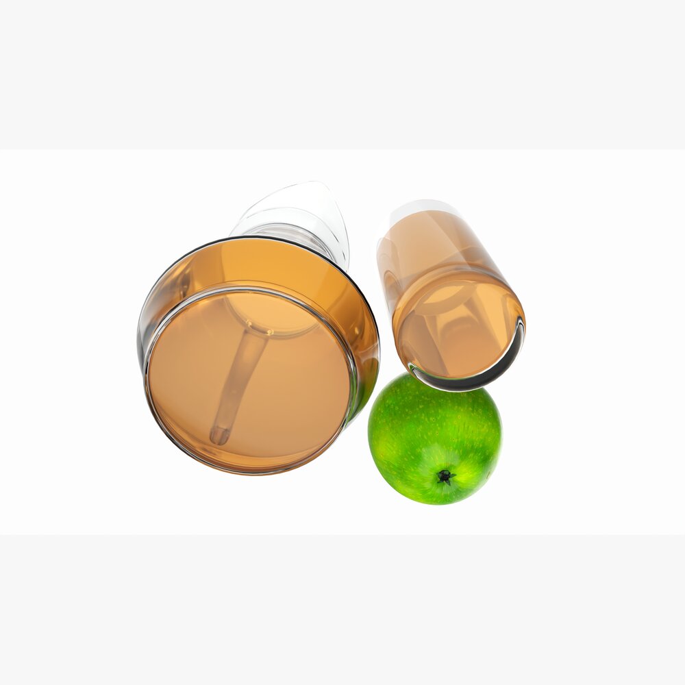 Jug And Glass With Apple Juice And Fruit 3D model - Download Bottles ...
