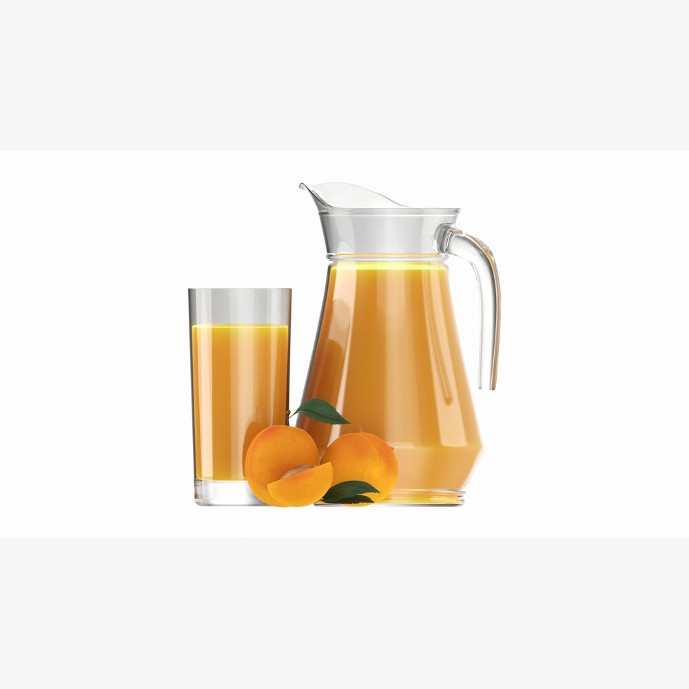 Jug And Glass With Apricot Juice And Fruit 3D model - Download Bottles ...
