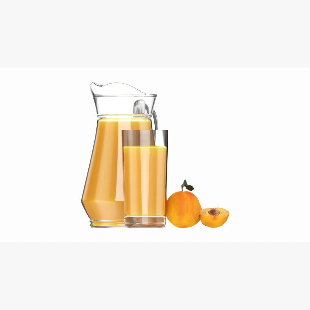 Jug And Glass With Apricot Juice And Fruit 3D model - Download Bottles ...