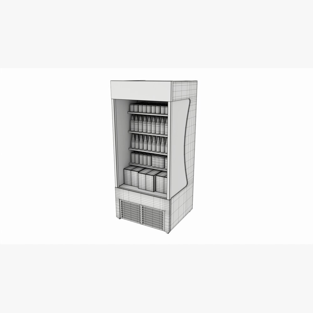 Store Open Front Cooling Shelf With Beverages 3D model - Download ...