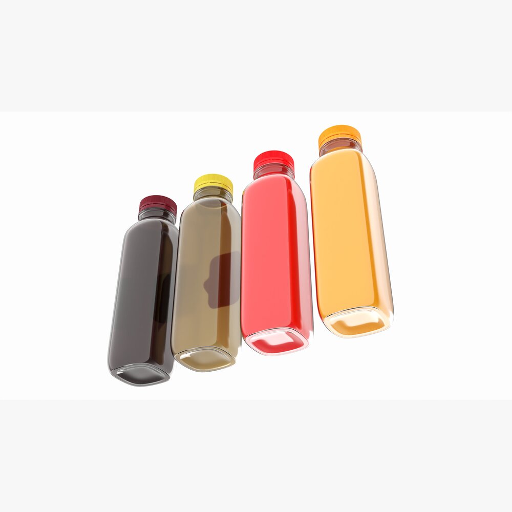Juice Bottle Set Mockup 3D model - Download Bottles, Cans on 3DModels.org