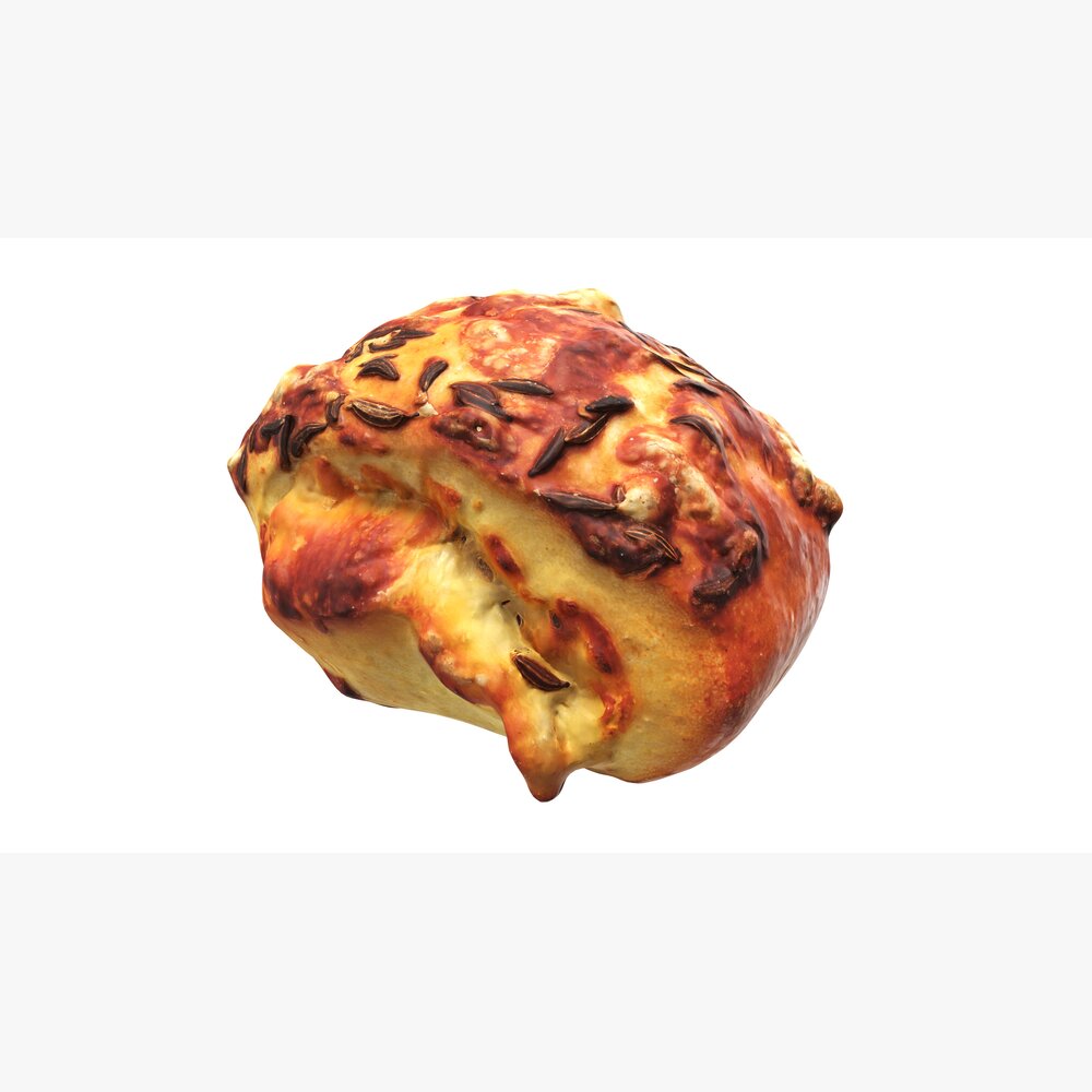 Mini-bun With Cheese And Cumin Seeds 3D model - Download Dessert on ...