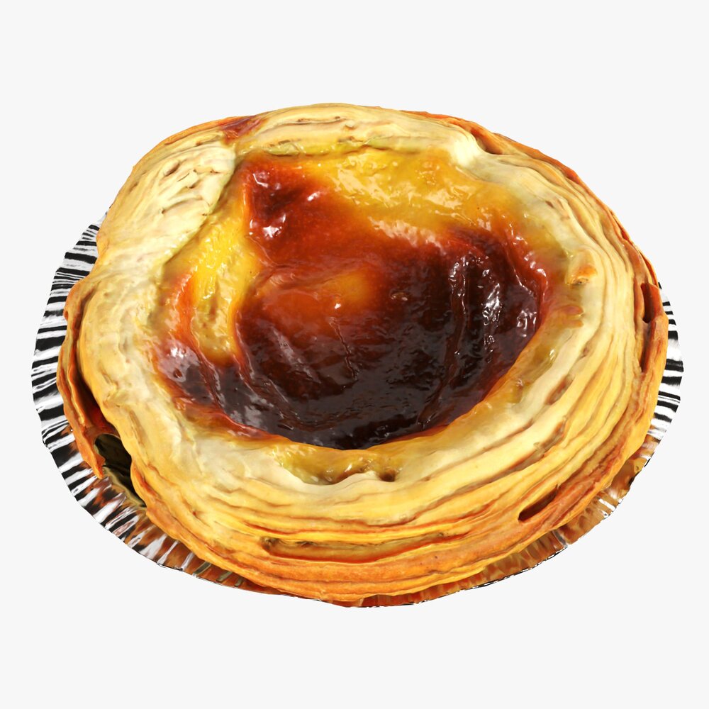Pastel De Nata Tart 3D model - Download Dessert on 3DModels.org