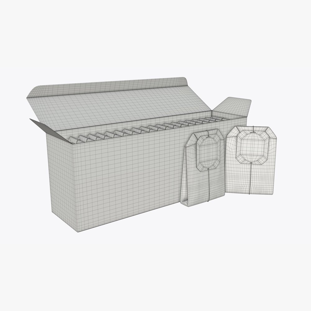 Opened Paper Tea Box With Tea Bags 3D model - Download Mockup on ...