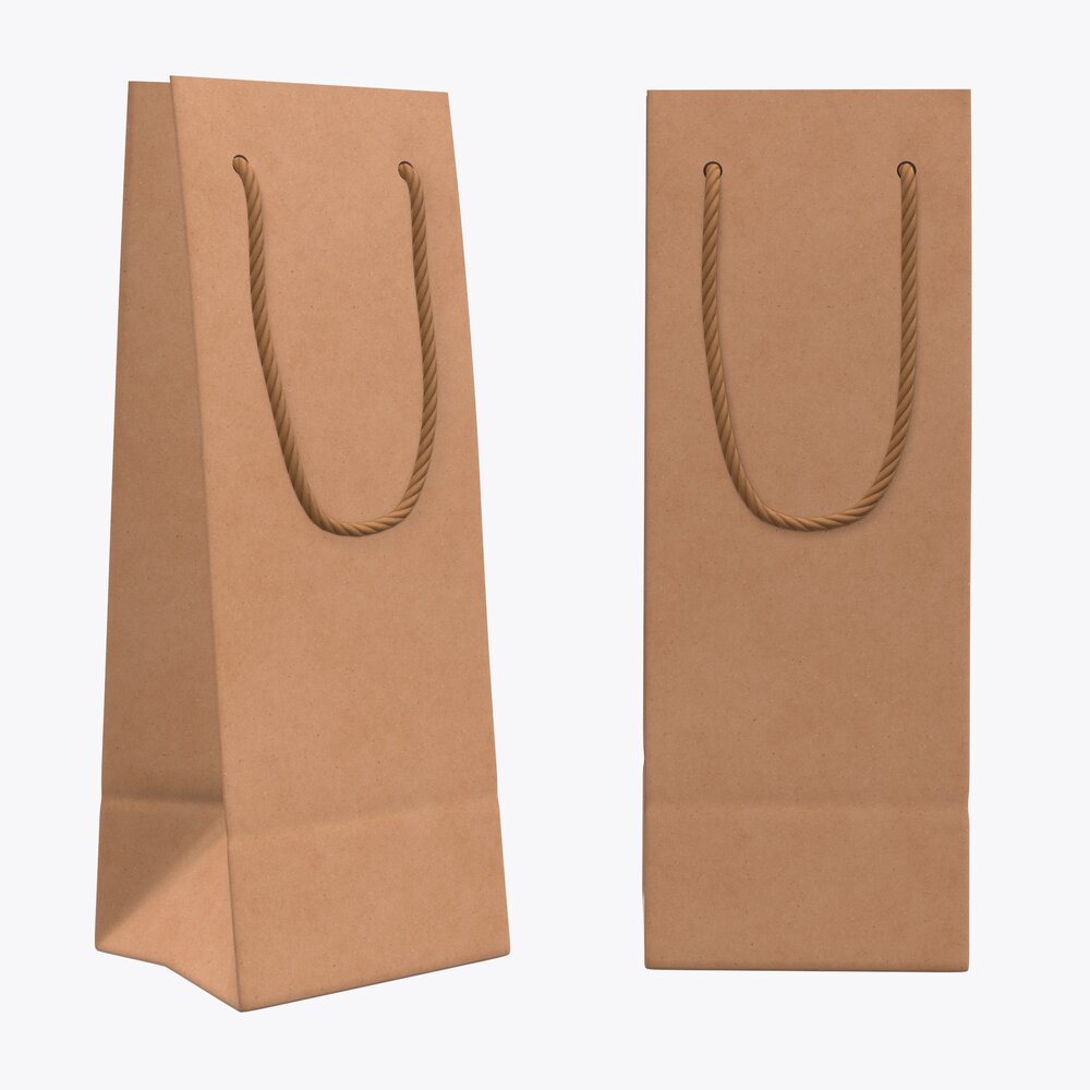 Paper Bag Slim With String Handle 3D model - Download Packaging and ...