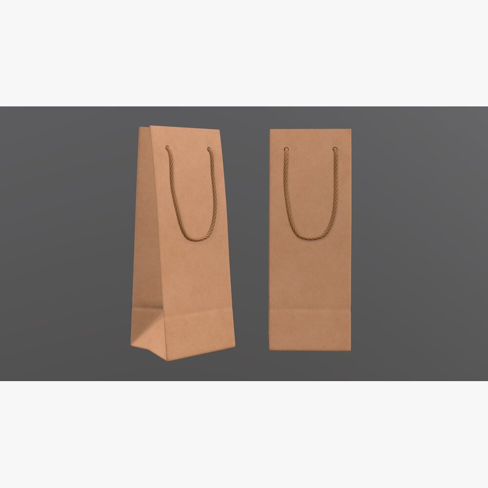 Paper Bag Slim With String Handle 3D model - Download Packaging and ...