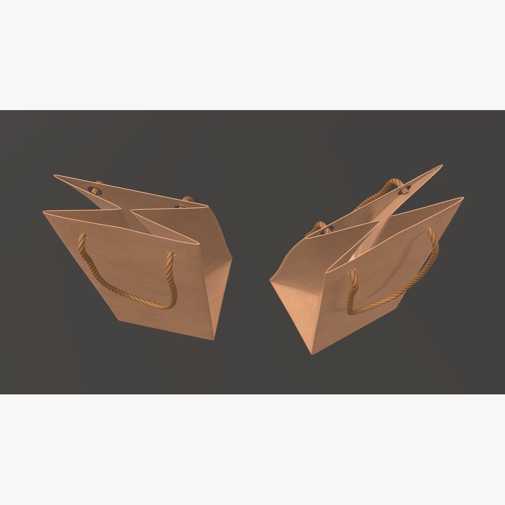 Paper Bag Slim With String Handle 3D model - Download Packaging and ...
