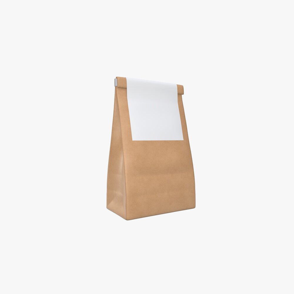 Craft Paper Package with Folded Top and Label Strip 3D model - Download ...