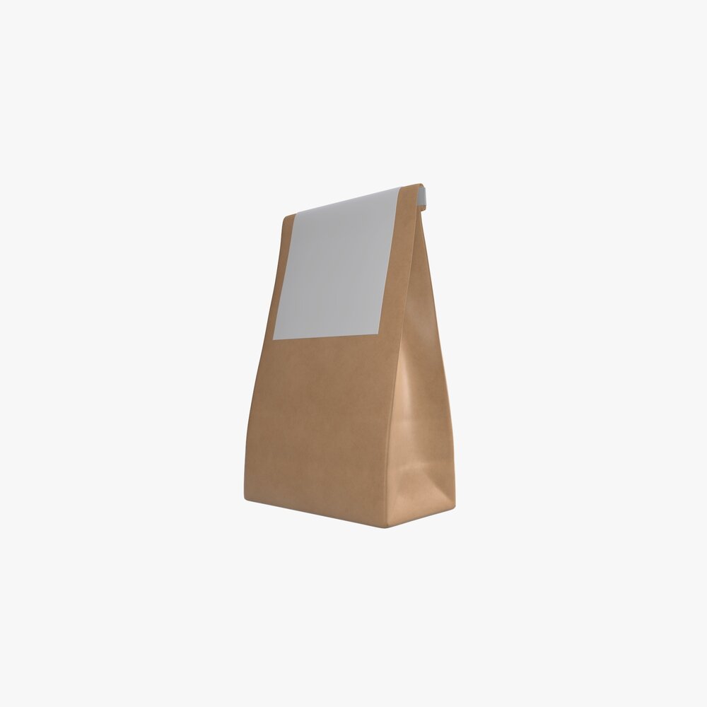Craft Paper Package with Folded Top and Label Strip 3D model - Download ...