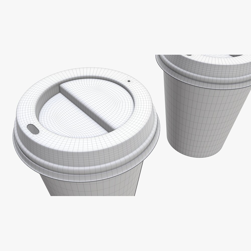 Recycled Medium Paper Coffee Cup Plastic Lid And Holder 3D model ...