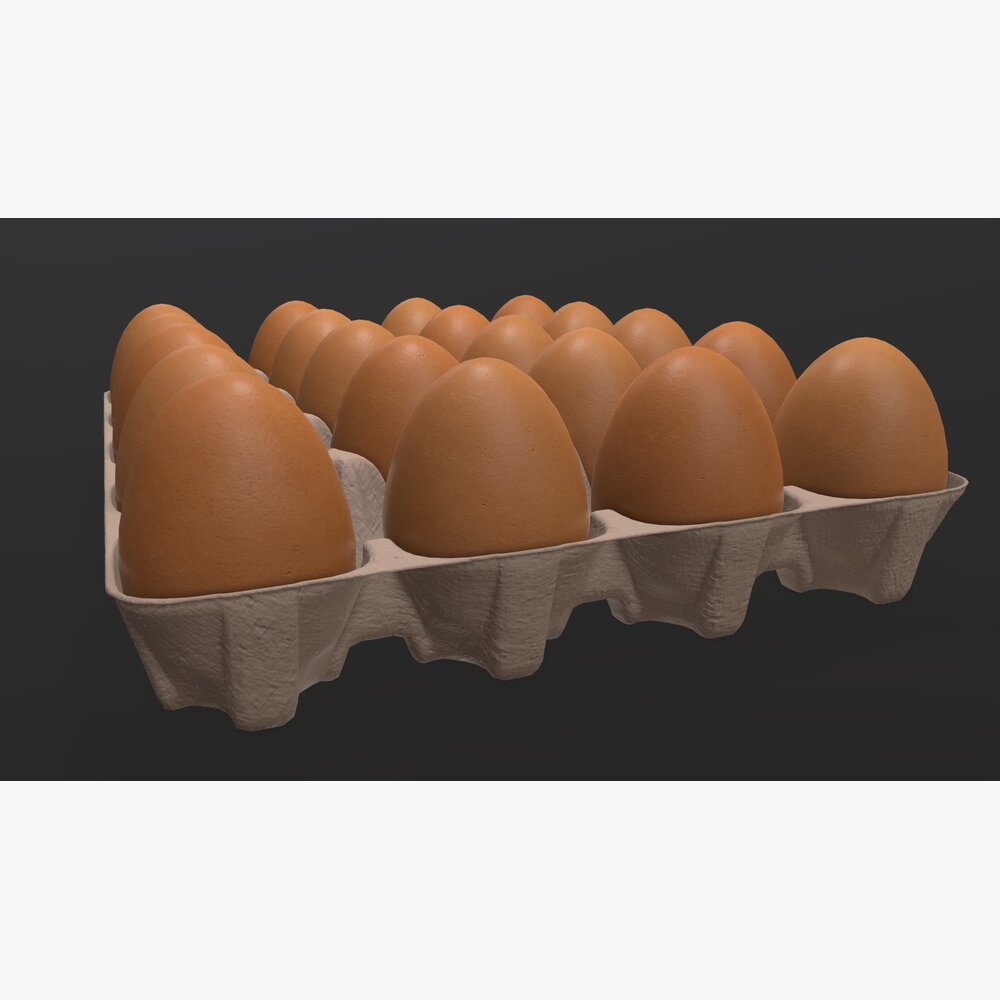 Egg Cardboard Base For 20 Eggs 3D model - Download Dairy, Bakery on ...