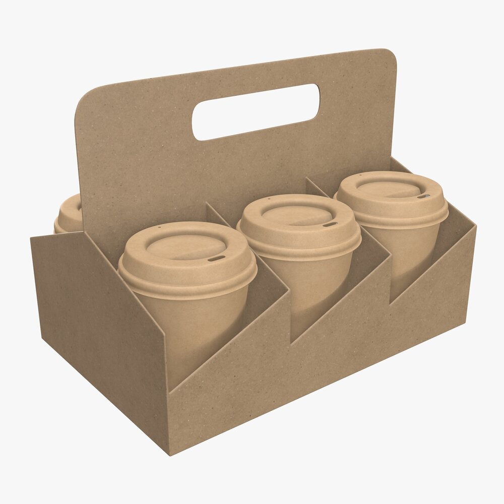 Biodegradable Medium Paper Coffee Cup Cardboard Lid With Holder 3D ...