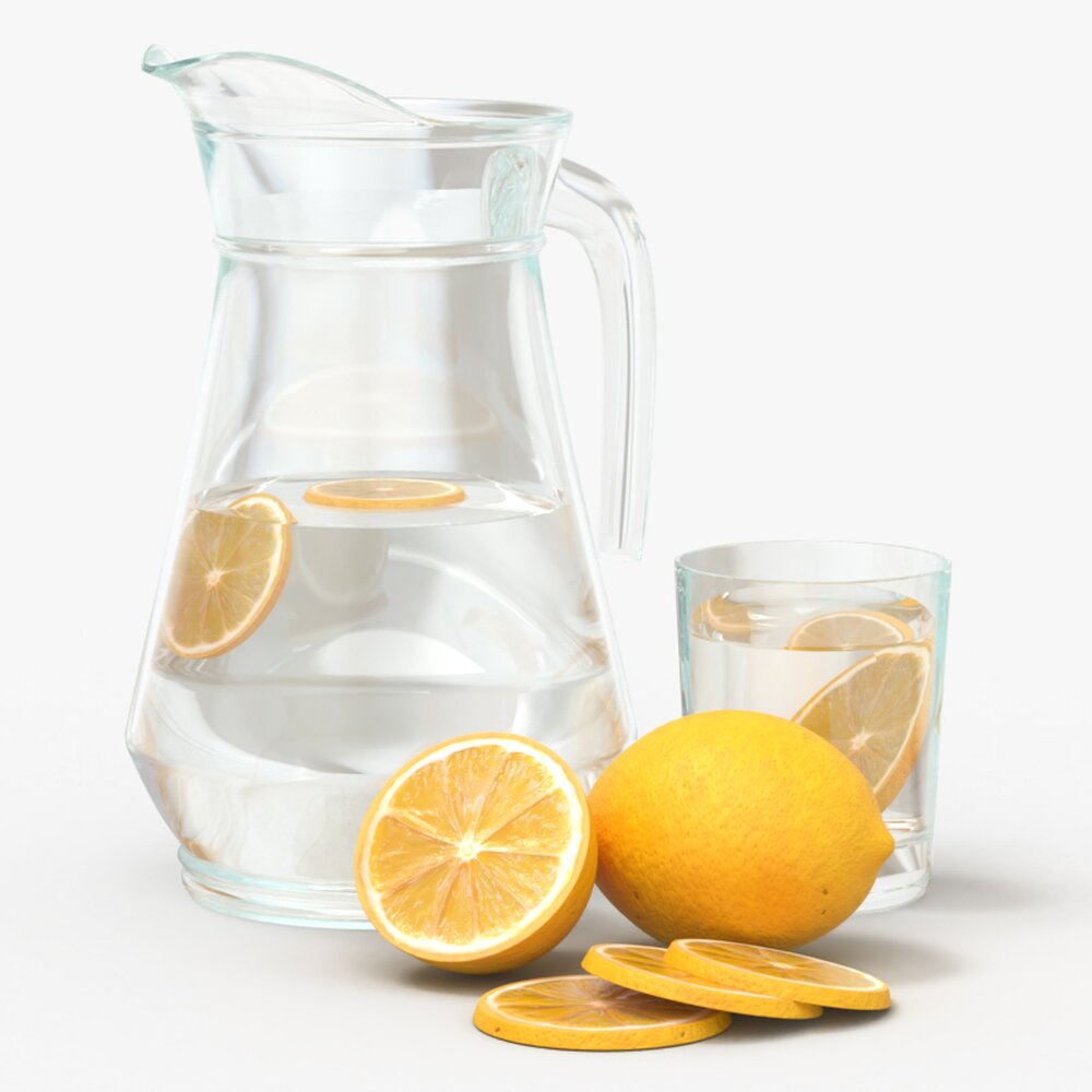 Jar With Water And Lemon Slices 3D model - Download Bottles, Cans on ...