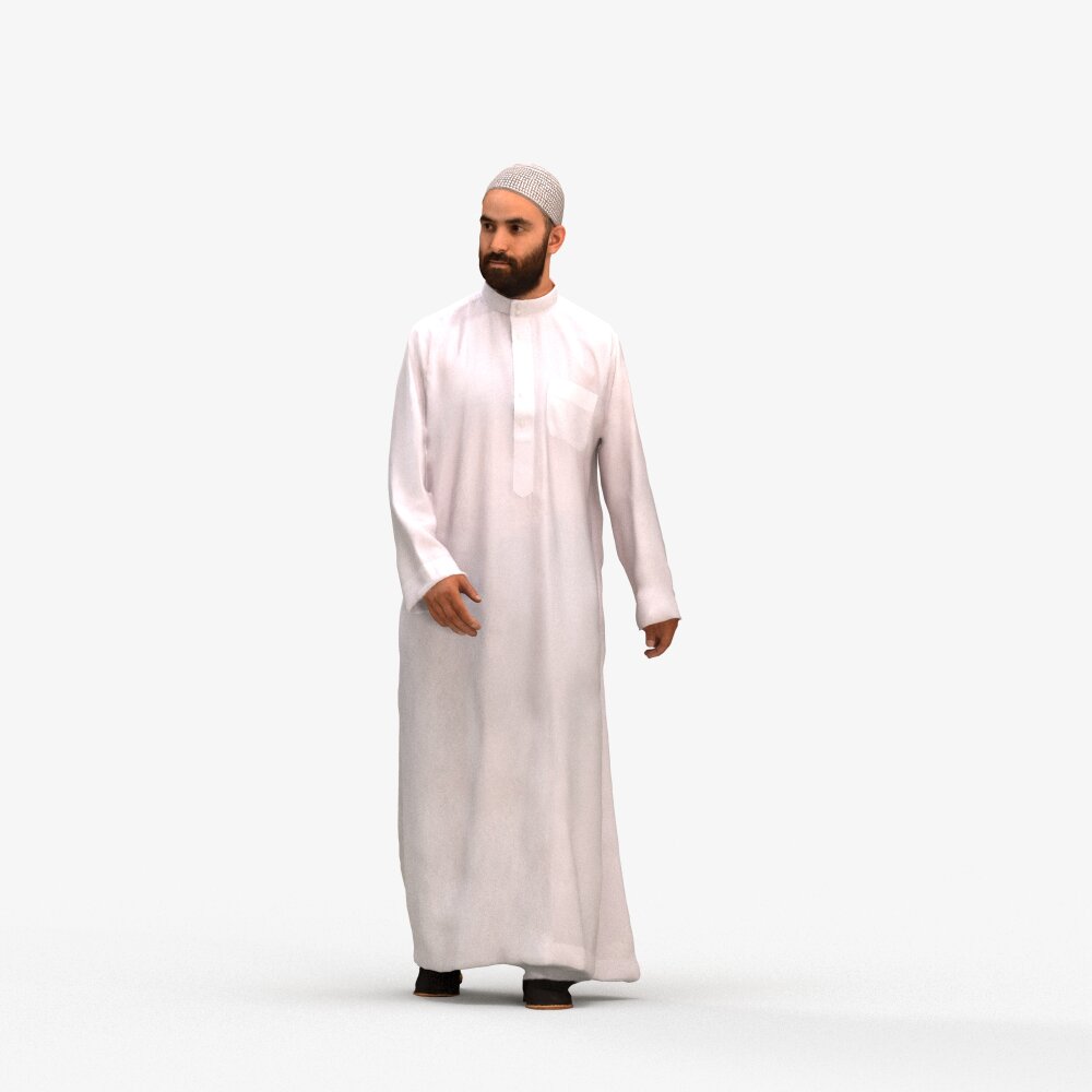 Man in Traditional Thobe and Taqiyah 3D model - Download Character on ...