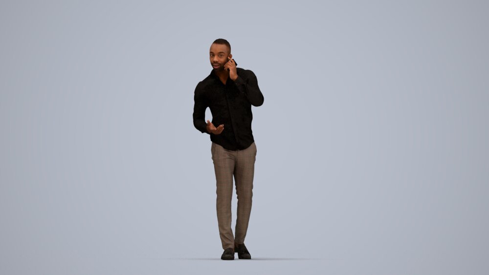 Man in Black Shirt Using Smartphone 3D model - Download Character on ...