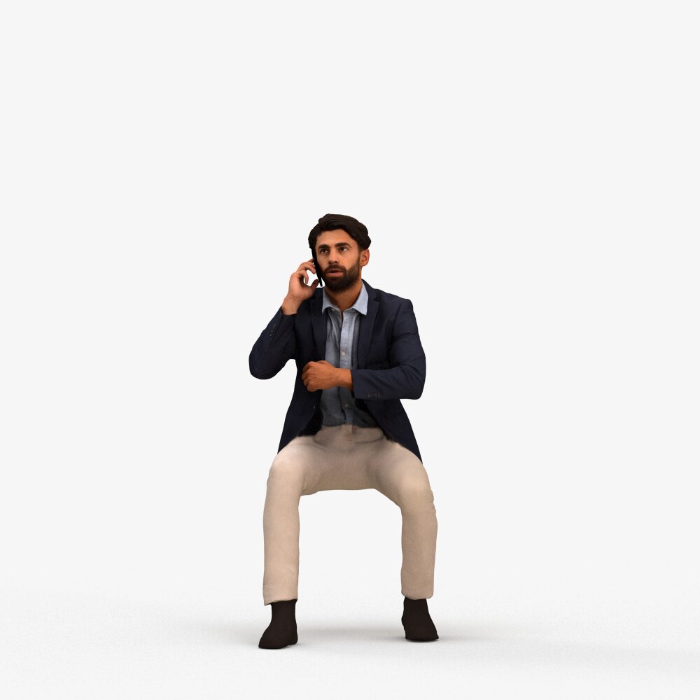 Man in Business Suit Talking on a Smartphone 3D model - Download ...