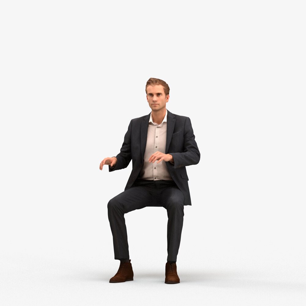 Businessman in Formal Suit Seated on Chair 3D model - Download ...