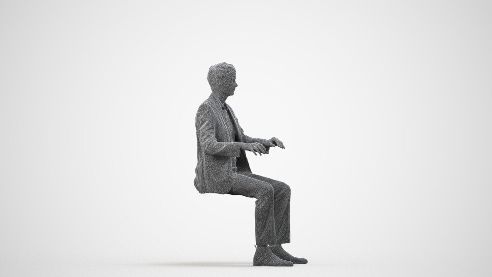 Businessman in Formal Suit Seated on Chair 3D model - Download ...