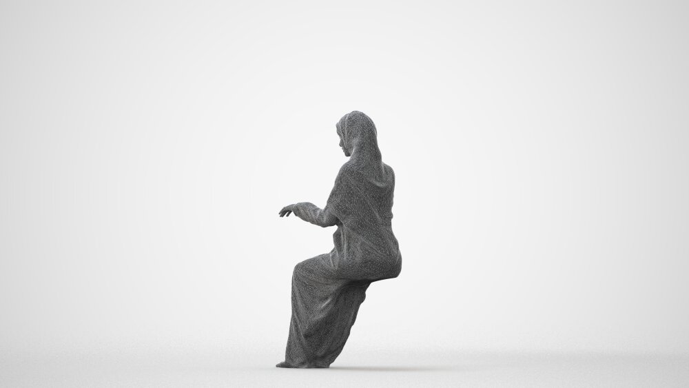 Seated Woman on Phone in Abaya 3D model - Download Character on ...