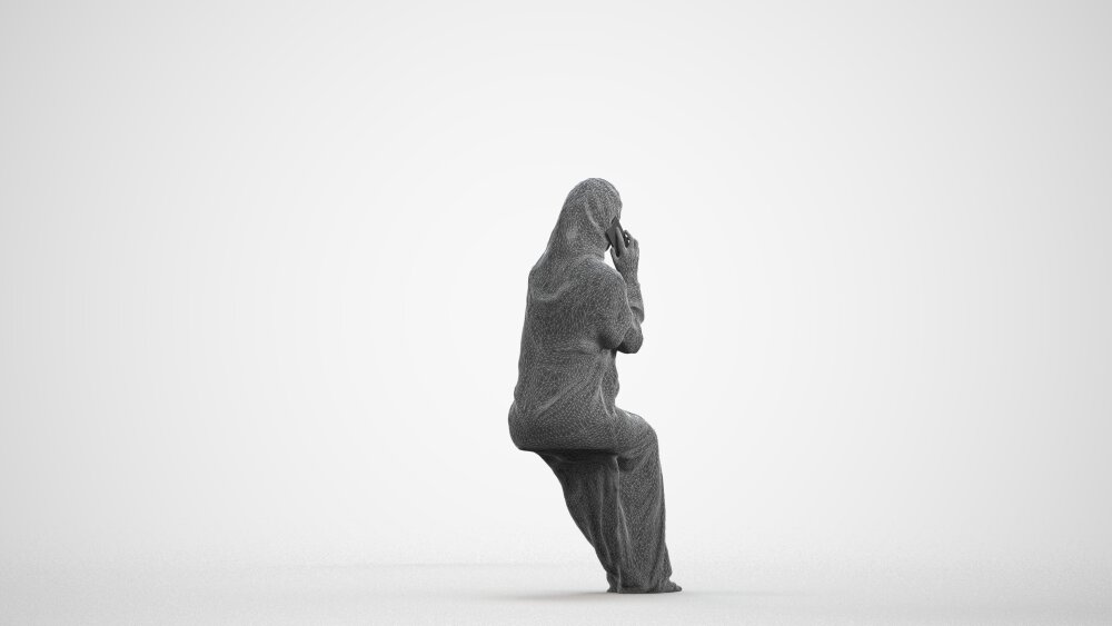 Seated Woman on Phone in Abaya 3D model - Download Character on ...