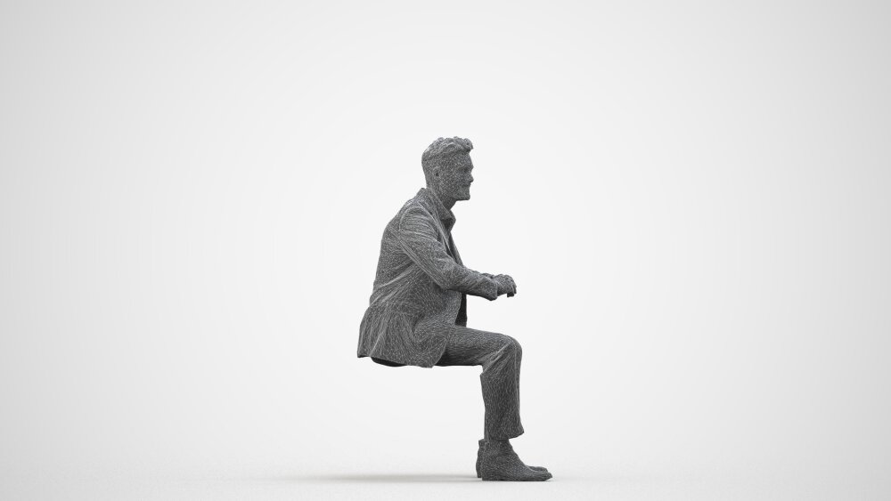 Seated Male Figure in Formal Suit 3D model - Download Character on ...
