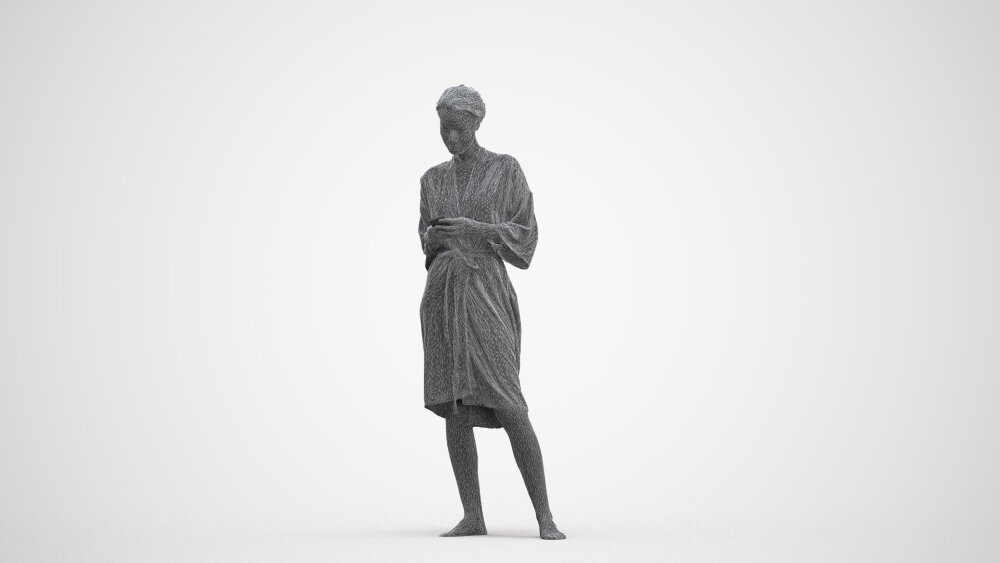 Person in Floral Kimono Texting 3D model - Download Character on ...