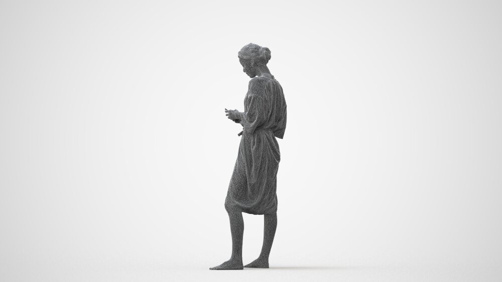Person in Floral Kimono Texting 3D model - Download Character on ...