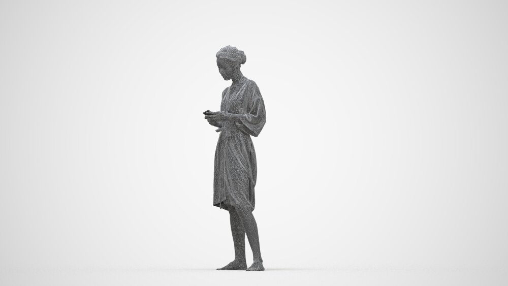 Person in Floral Kimono Texting 3D model - Download Character on ...