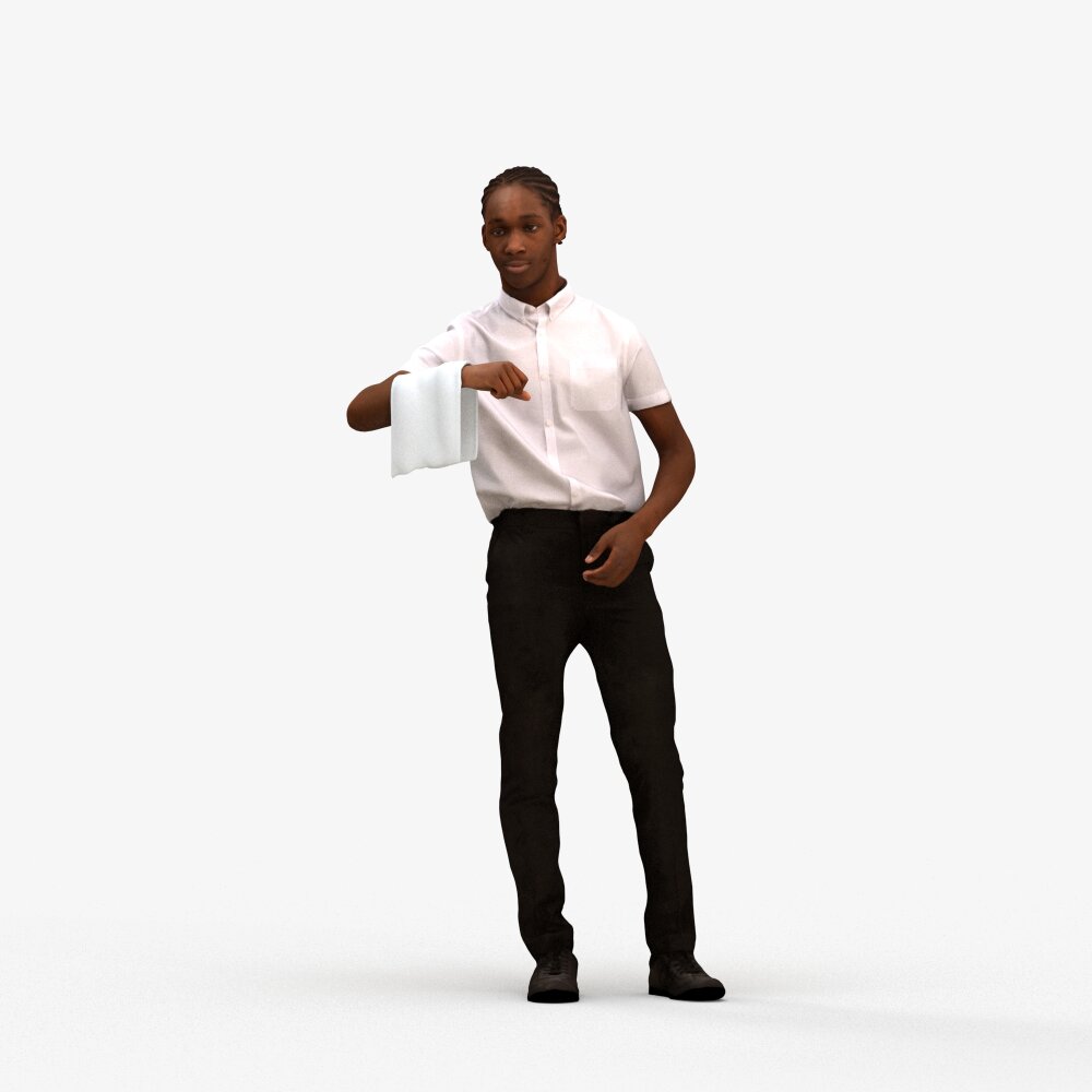 Gentleman Holding Towel in Service Position 3D model - Download ...