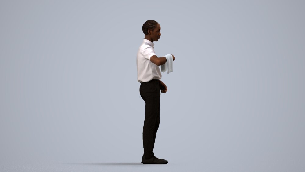Gentleman Holding Towel in Service Position 3D model - Download ...
