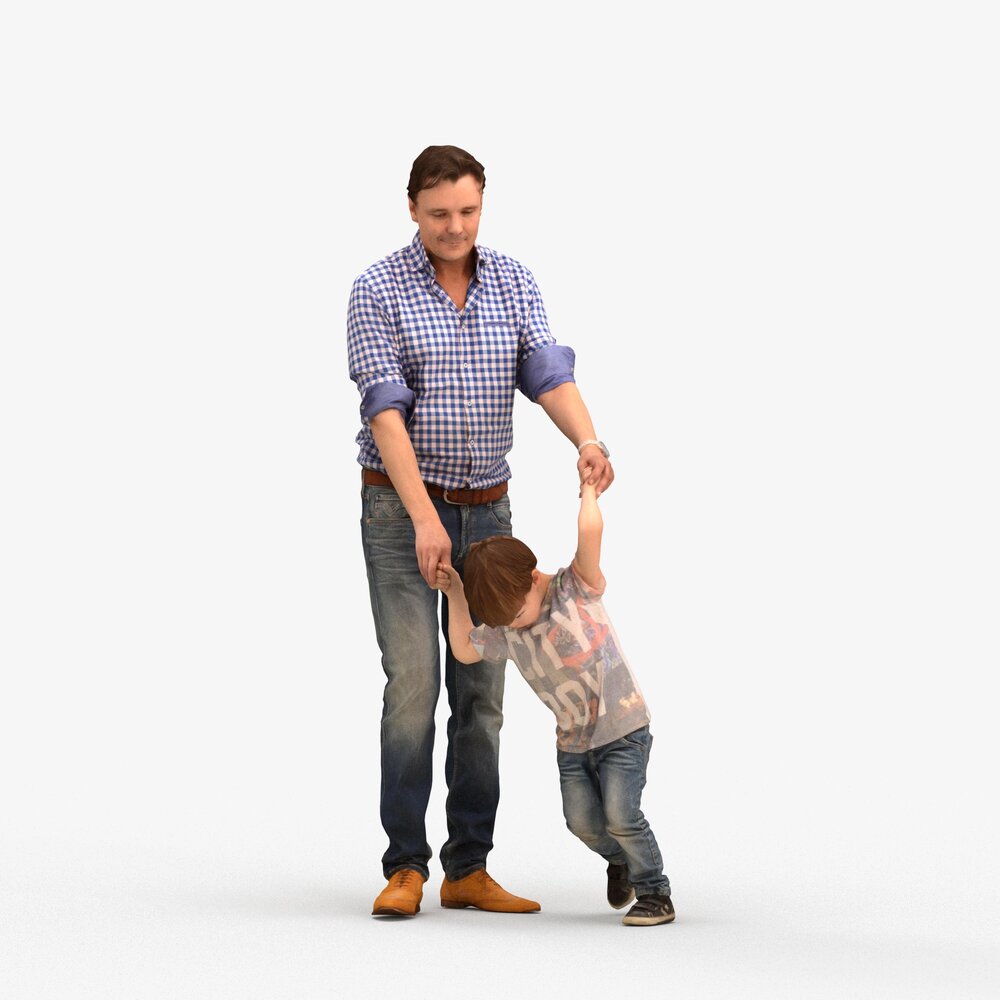 Padre en Camisa a Cuadros Jugando Con Hijo Modelo 3D - Descargar ...