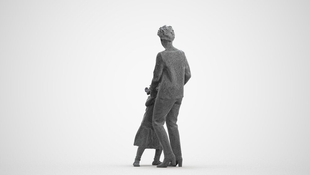 Mother with Child Holding Hands in Casual Attire 3D model - Download ...