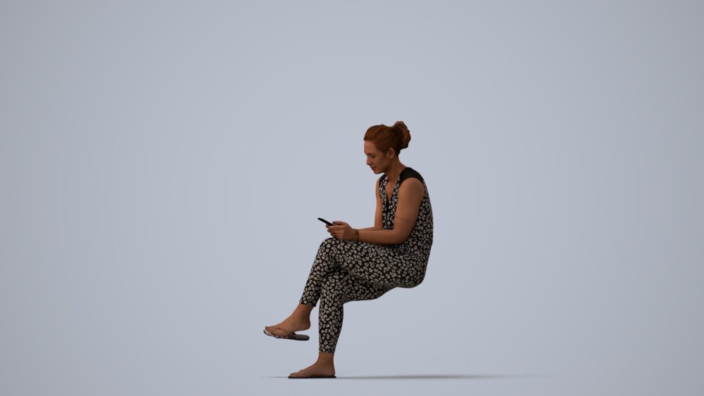 Seated Woman Reading on Smartphone Modelo 3D - Descargar Character on ...