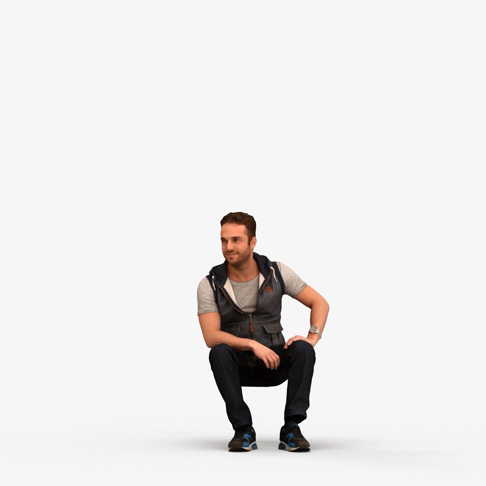 Man Sitting On a Step 3D model - Download Character on 3DModels.org