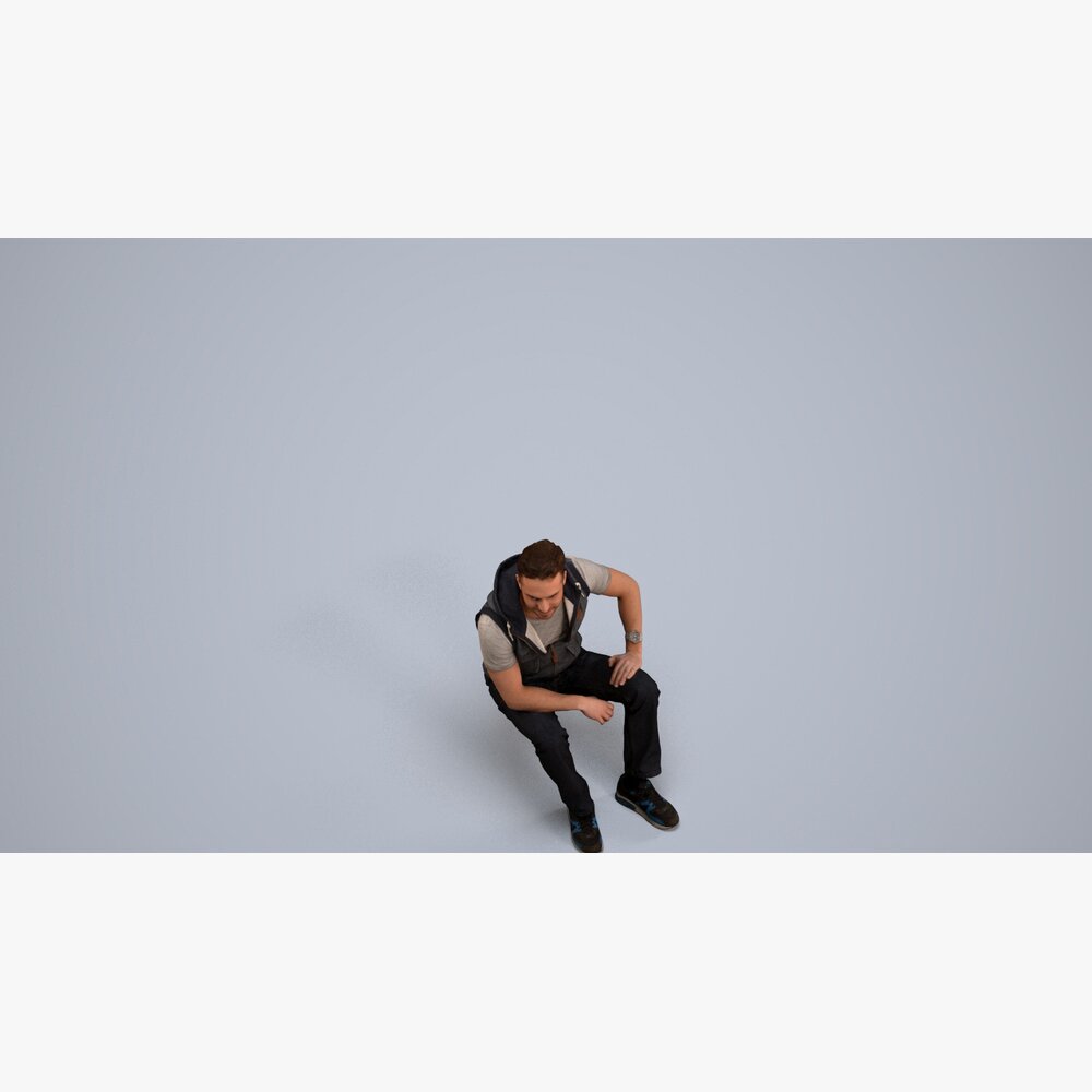 Man Sitting On a Step 3D model - Download Character on 3DModels.org