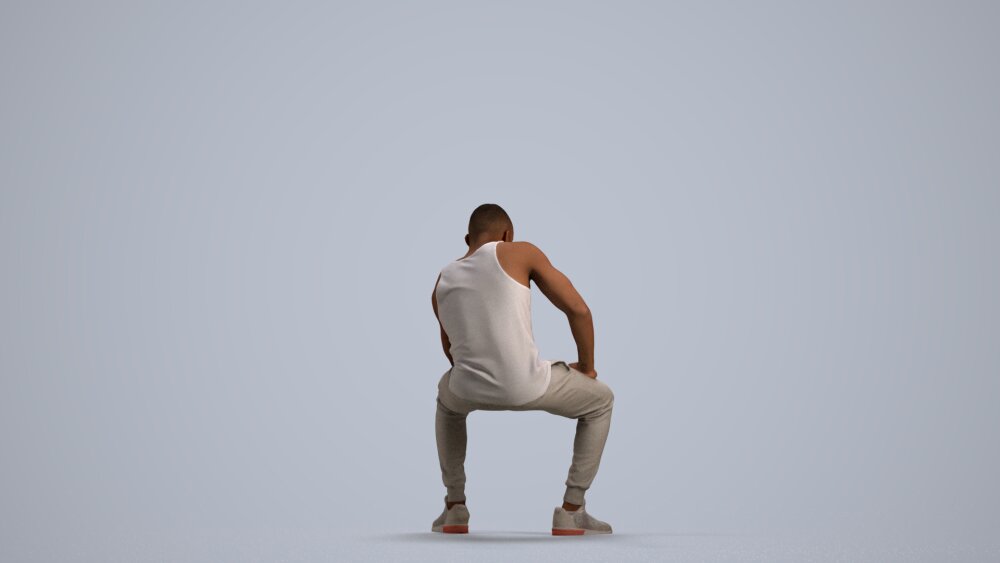 Man in Casual Athletic Pose Wearing Tank Top and Joggers 3D model ...
