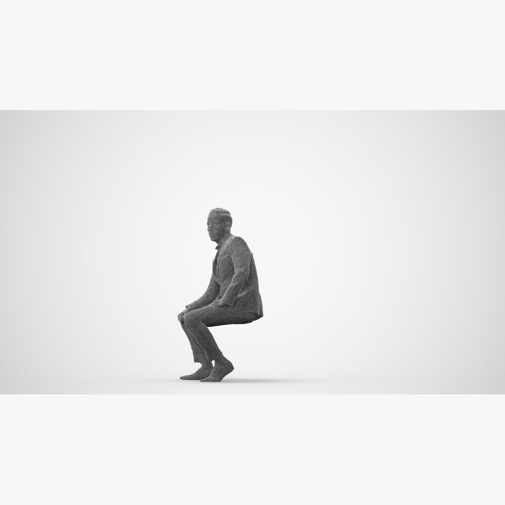 Man In a Black Suit Sitting 3D model - Download Character on 3DModels.org